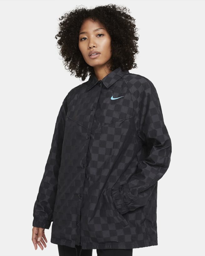 Nike Makes A Checkered Statement With Oversized Women's Coach's Jacket