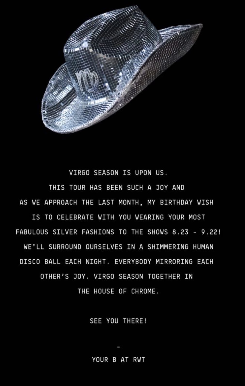 Beyoncé Request Renaissance Concert Goers Wear Silver For Remaining Dates